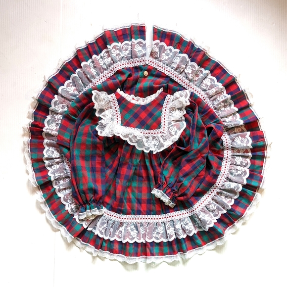 Vintage | Dresses | Vintage Bryan Red Plaid Ruffles And Lace Full ...